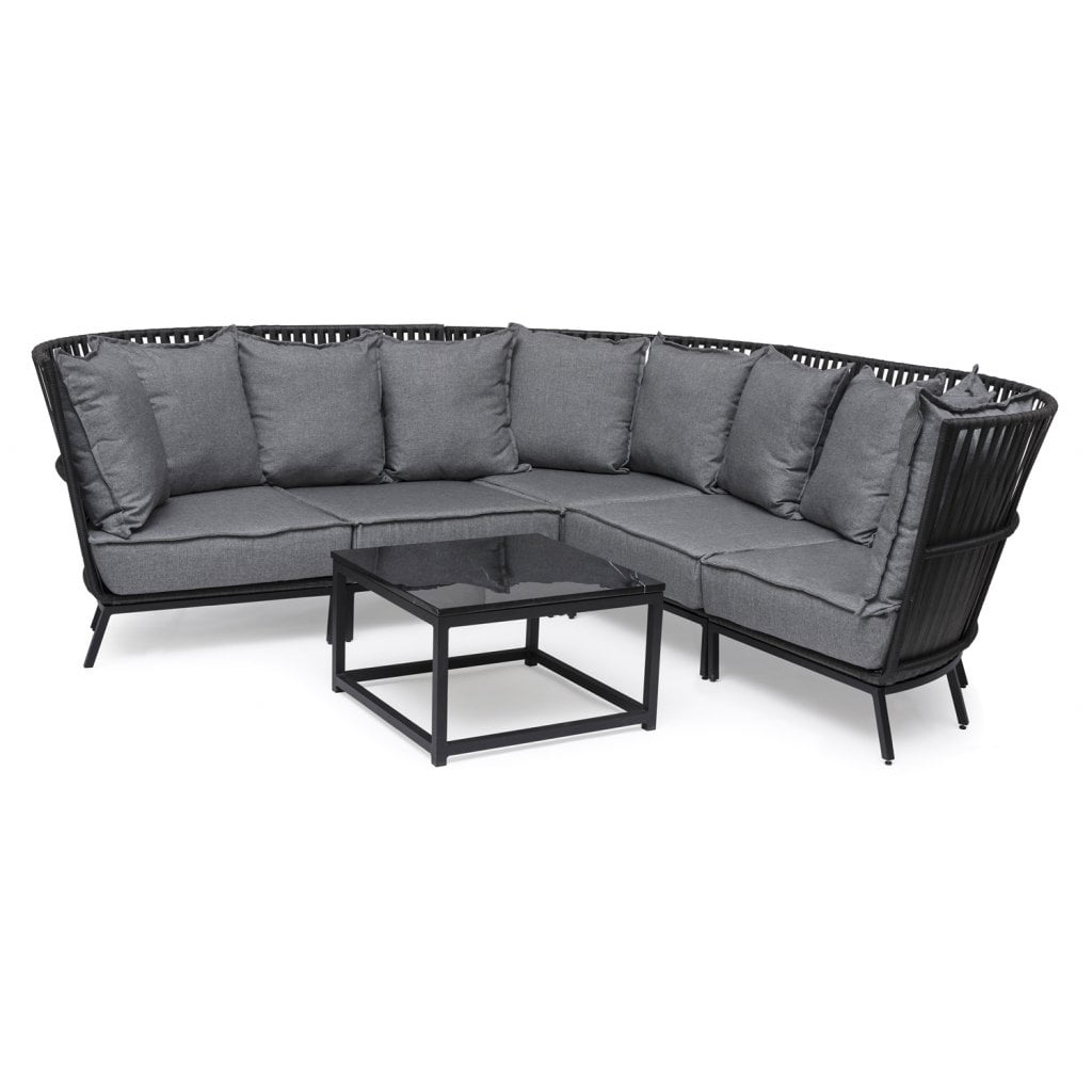 Jet set Loungesoffa svart inkl dynor & bord - Hultarps Inne- & Utemöbler
